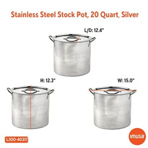 IMUSA USA Stainless Steel Stock Pot 20-Quart, Silver