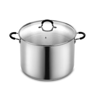 cook n home stockpot large pot sauce pot induction pot with lid professional stainless steel 24 quart, with stay-cool handles, silver