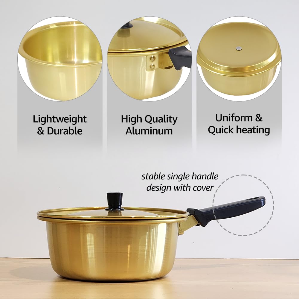 SCALEUP Korean Yellow Pot, Ramen Cooking Pot, Fast Heating (18cm/7 inches)