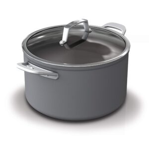 ninja c30480 foodi neverstick premium 8-quart stock pot with glass lid, hard-anodized, nonstick, durable & oven safe to 500°f, slate grey