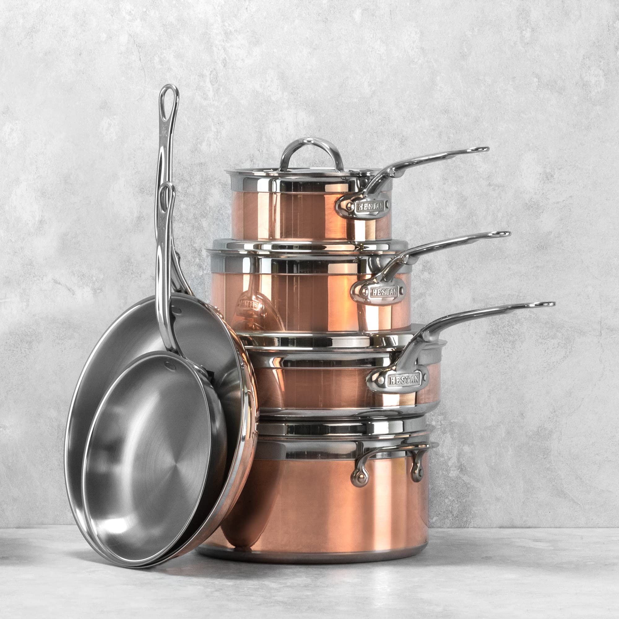 Hestan - CopperBond Collection - 100% Pure Copper 10-Piece Ultimate Cookware Set, Induction Cooktop Compatible