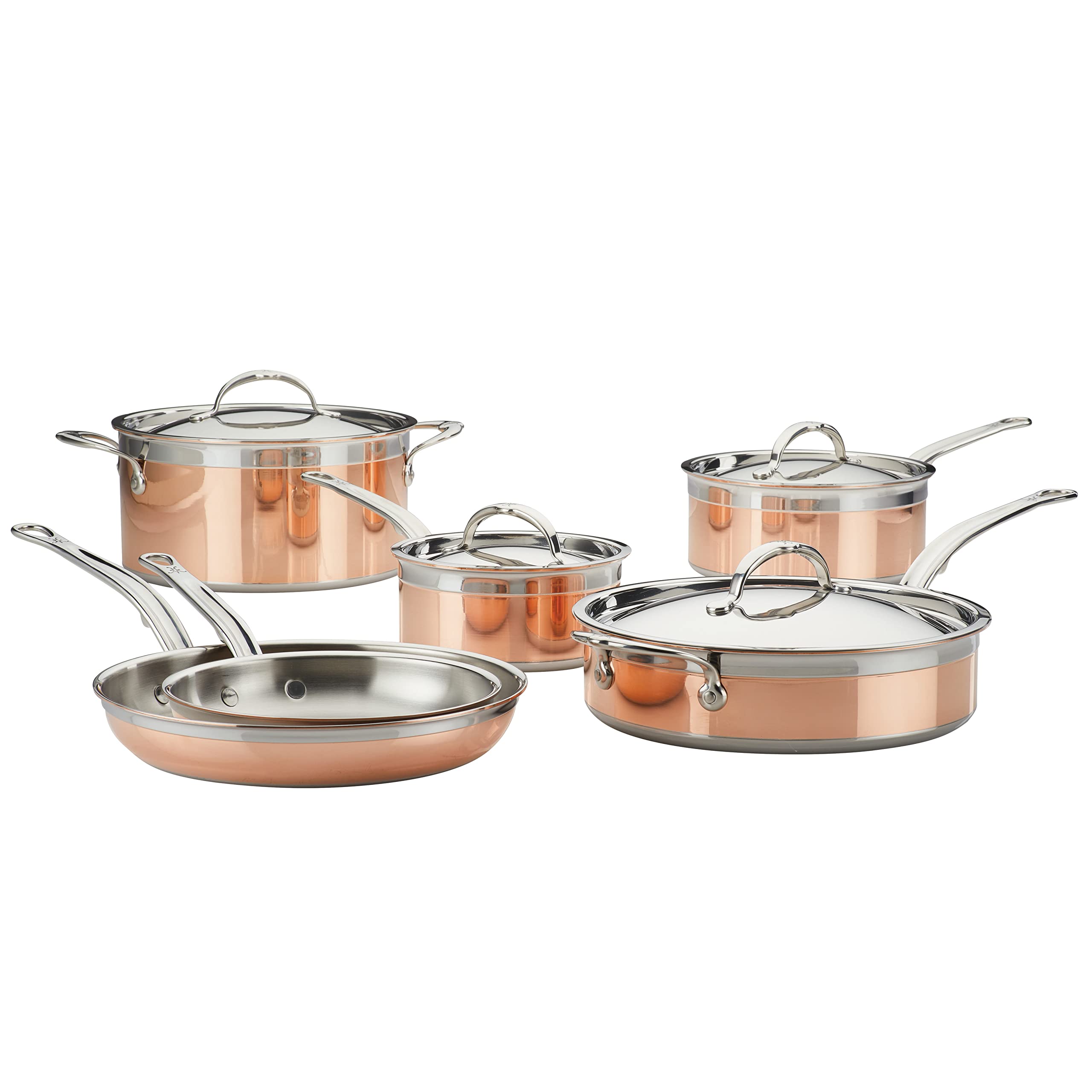 Hestan - CopperBond Collection - 100% Pure Copper 10-Piece Ultimate Cookware Set, Induction Cooktop Compatible