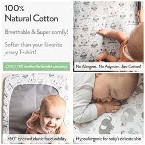 Bedside Sleeper Bassinet Sheets for 20x35 Inch Large Mattress Pad – Snuggly Soft 100% Jersey Cotton Fitted Baby Sheets – 2 Pack