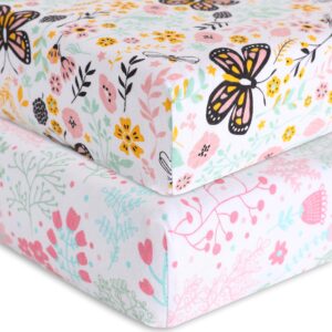 little guapo jersey bassinet sheet set - universal fitted cotton pink bassinet sheets for standard size - floral bassinet sheets design for boys and girls