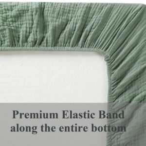 Muslin Bassinet Sheet Compatible with Ingenuity Bedside Baby Bassinet, Regalo Baby Infant Bassinet(Small), 2 Pack Cotton Fitted Bassinet Sheets Super Soft for Baby Roman Green & Botanical Leaf