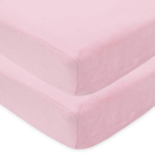 American Baby Company 2 Pack Heavenly Soft Chenille Fitted Crib Sheet 28" x 52", Warm and Cozy Neutral Chenille Sheet, Pink, for Boys and Girls, Fits Crib and Toddler Bed mattresses