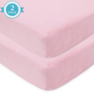 American Baby Company 2 Pack Heavenly Soft Chenille Fitted Crib Sheet 28" x 52", Warm and Cozy Neutral Chenille Sheet, Pink, for Boys and Girls, Fits Crib and Toddler Bed mattresses