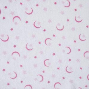 Cozy Fleece Microplush Warm Crib Sheets for Girls (Set of 2), Super Soft and Cozy Fitted Crib Sheets for Standard Crib Mattress, Baby Crib Sheets for Winter, Pink/White with Moon & Stars, 28in x 52in