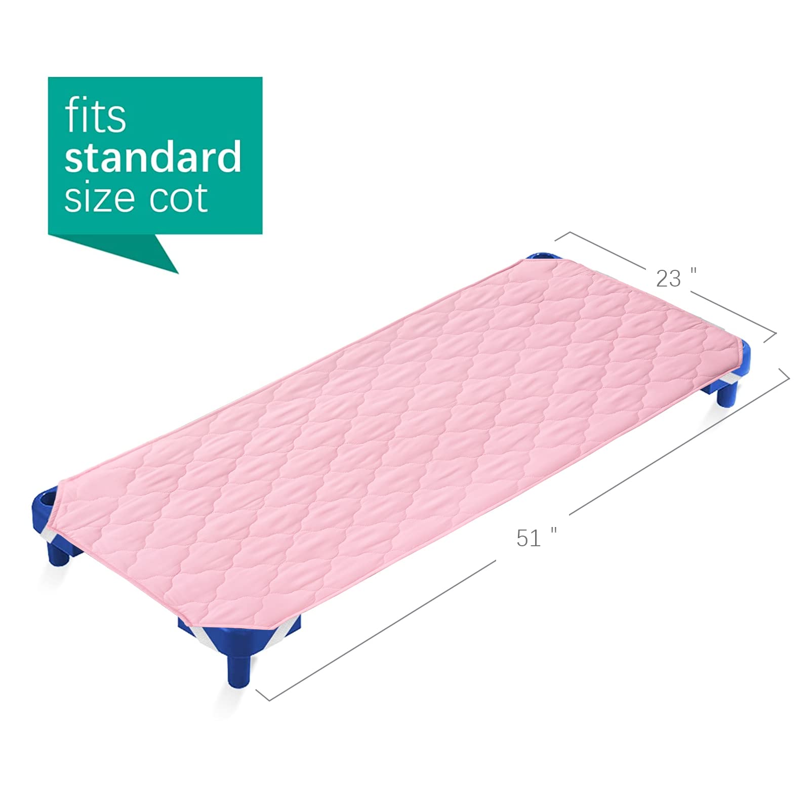 Cot Sheet for Standard Size Daycare/Pre-School Cot Kids Nap Mat Sheet 23" x 51", Children’s Naptime Cot Sheet, Breathable Nap Mat for Boys and Girls, Pink