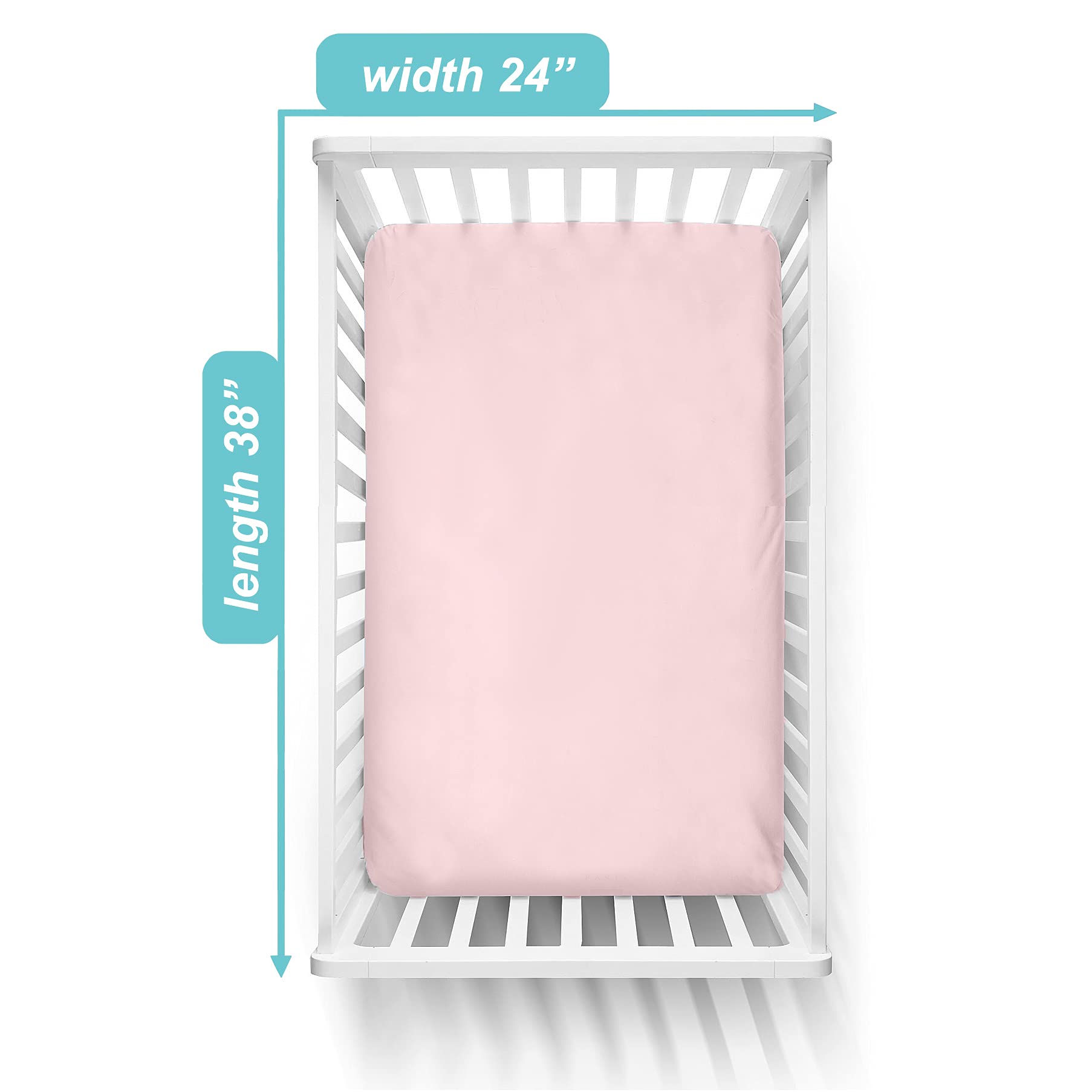 American Baby Company 2 Pack Fitted Mini Crib Sheet 24" x 38", Soft Breathable Neutral 100% Cotton Jersey Portable Sheet, Pink, for Boys and Girls, Fits Most Pack N Play Mattresses