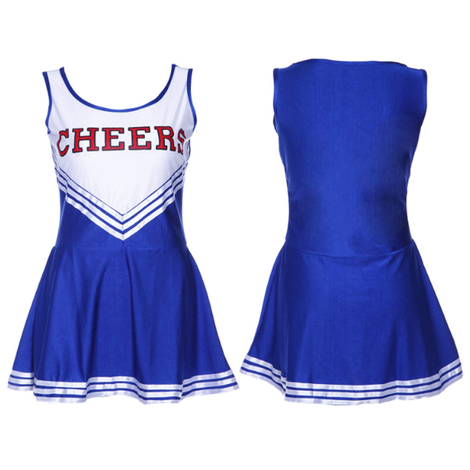 ZTie Women's School Girls Musical Party Halloween Cheerleader Costume Fancy Dress Uniform Outfit (M, Blue)