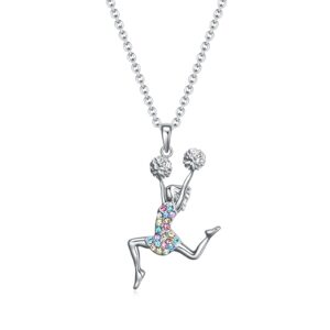 dixbix girls gymnastics cheerleader necklaces gifts,graduation necklace gift jewelry for teacher (colorful cheerleader)