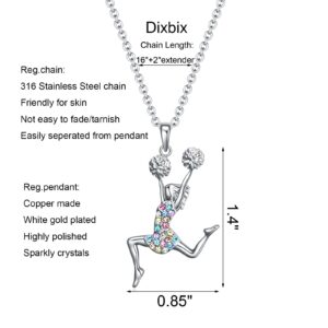 Dixbix Girls Gymnastics Cheerleader Necklaces Gifts,Graduation Necklace Gift Jewelry for Teacher (Colorful Cheerleader)