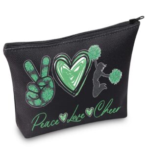 wzmpa cheerleading cosmetic bag cheer team gift peace love cheer makeup zipper pouch bag cheerleader merchandise (peace cheer)