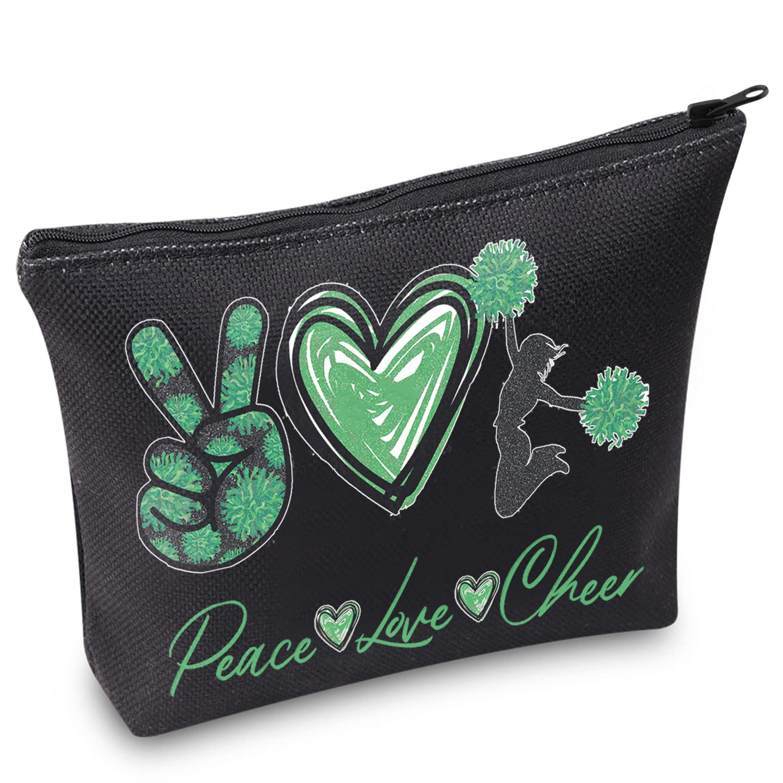 WZMPA Cheerleading Cosmetic Bag Cheer Team Gift Peace Love Cheer Makeup Zipper Pouch Bag Cheerleader Merchandise (Peace Cheer)