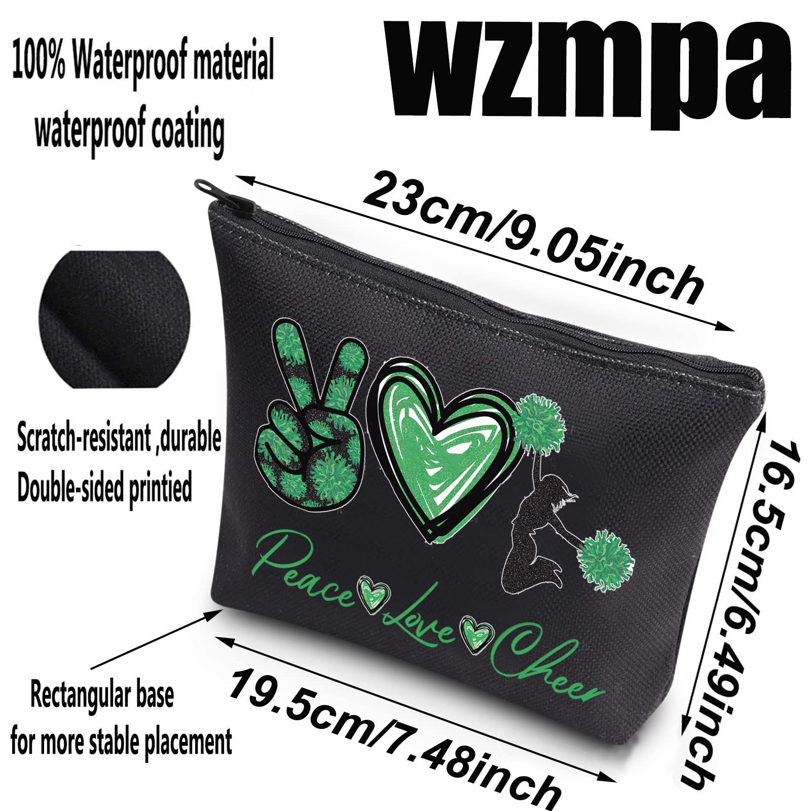 WZMPA Cheerleading Cosmetic Bag Cheer Team Gift Peace Love Cheer Makeup Zipper Pouch Bag Cheerleader Merchandise (Peace Cheer)