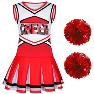 doxrmuru girls cheerleader costume cheerleading outfit for halloween party birthday gift (red, 9-10 years)