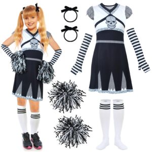 haull 9 pcs cheerleader costume for girls ra ra rebel cheerleader costume outfits for halloween cosplay dress up(4-6 years)