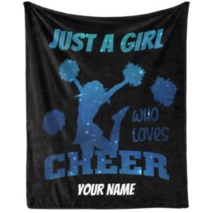 personalized cheer blanket gifts with name text, 30"x40" cheerleader throw blanket for teens girls, lightweight, soft, cozy, warm, fleece cheerleading gift for bed couch