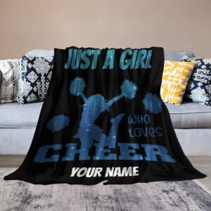 Personalized Cheer Blanket Gifts with Name Text, 30"x40" Cheerleader Throw Blanket for Teens Girls, Lightweight, Soft, Cozy, Warm, Fleece Cheerleading Gift for Bed Couch