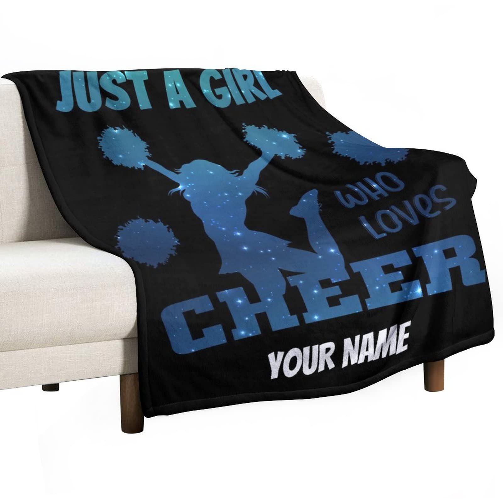 Personalized Cheer Blanket Gifts with Name Text, 30"x40" Cheerleader Throw Blanket for Teens Girls, Lightweight, Soft, Cozy, Warm, Fleece Cheerleading Gift for Bed Couch