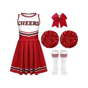 4 pcs girls halloween cheerleader costume outfit set fancy dress for kids halloween birthday party (9 to 10 years old)