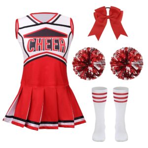 yolsun cheerleader costume outfit for girls halloween cosplay christmas birthday gift for kids (red, 10-11 years)