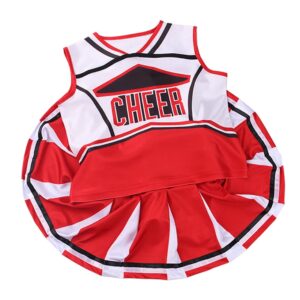 yolsun Cheerleader Costume Outfit for Girls Halloween Cosplay Christmas Birthday Gift for Kids (Red, 10-11 years)