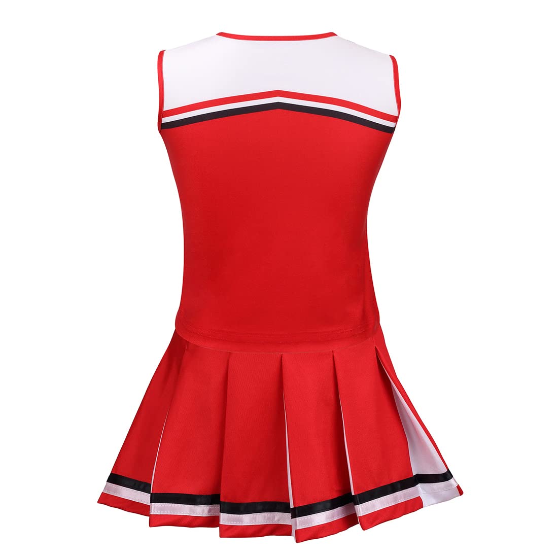 yolsun Cheerleader Costume Outfit for Girls Halloween Cosplay Christmas Birthday Gift for Kids (Red, 10-11 years)