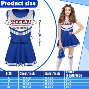 SATINIOR 4 Pcs Halloween Cheerleader Costumes for Women Girls Cheer Outfit Fancy Dress for Halloween Party (Blue, X Large)