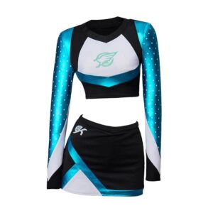 myherocos maddy perez cheerleader outfit women's crop top with mini skirt high school cheerleading costume-xs