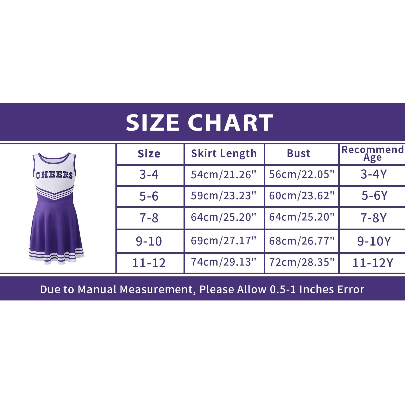 Blaward Girls Cheerleader Costume Set Cheerleading Uniform Outfits with Pom Poms Socks for Halloween Birthday Party Cosplay