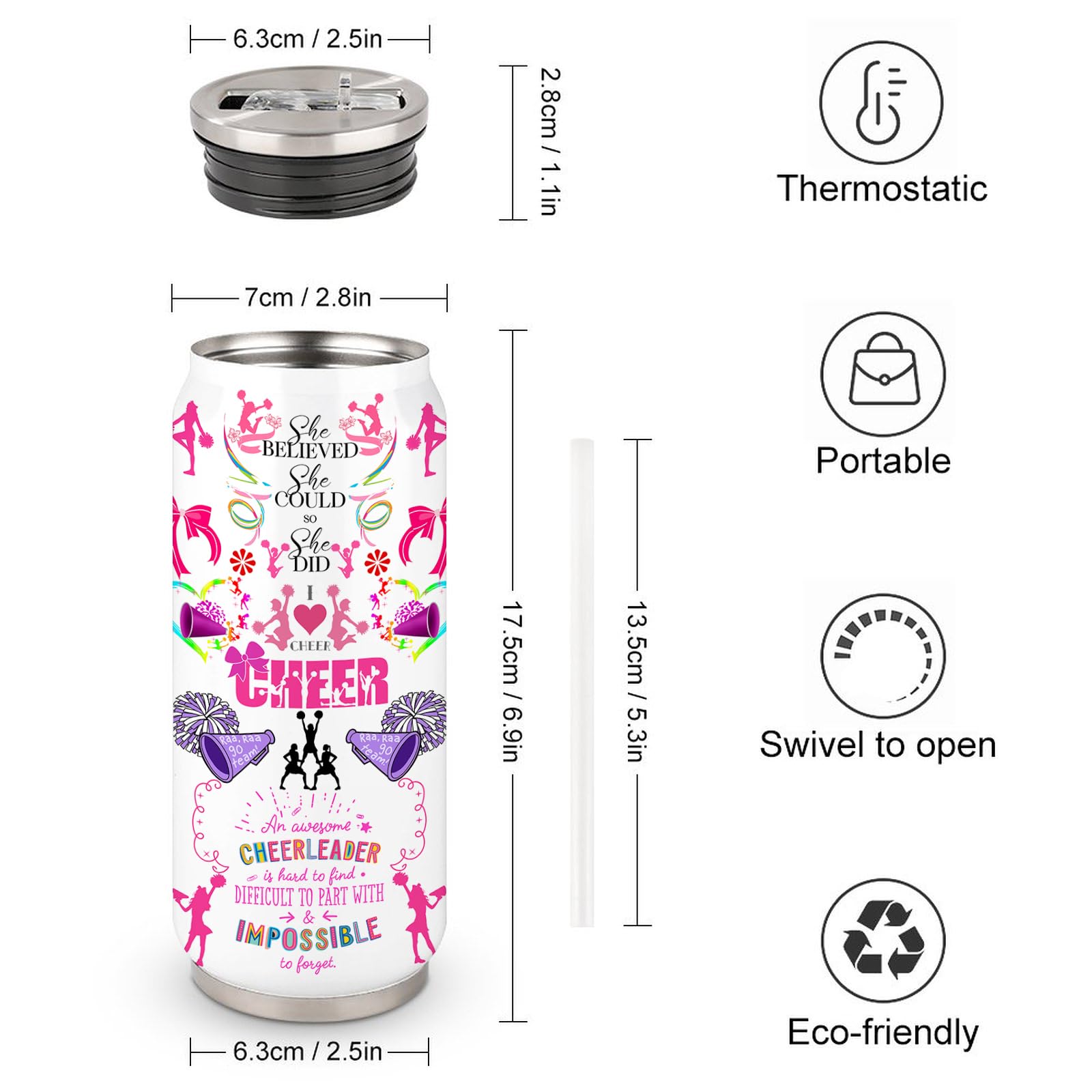 YOPIGOT Cheerleader Tumbler Gifts,Cheerleader Gifts For Girls Women,Cheerleading Gifts,Cheer Gift Ideas,Cheer Gifts,Cheer Girl Gifts,Gifts For Cheerleader Stainless Steel Tumbler 17oz