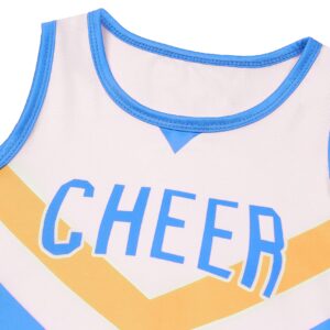 Gigoitly Cheerleader Costume for Girls Blue Cheerleading Outfit for Kids Cheer Up Party Halloween Cosplay Birthday Gifts (Turq Cheerleading Outfit)