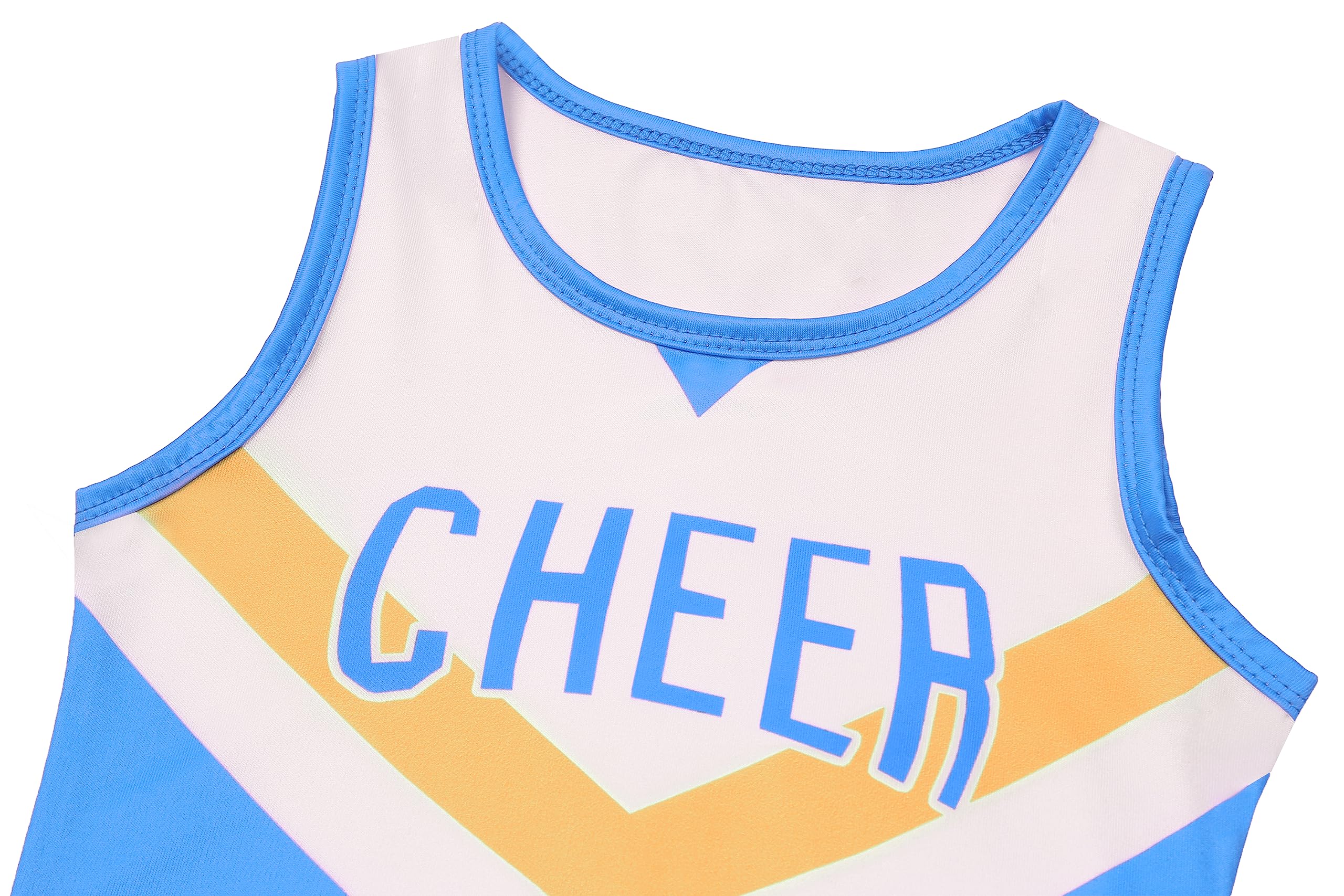 Gigoitly Cheerleader Costume for Girls Blue Cheerleading Outfit for Kids Cheer Up Party Halloween Cosplay Birthday Gifts (Turq Cheerleading Outfit)