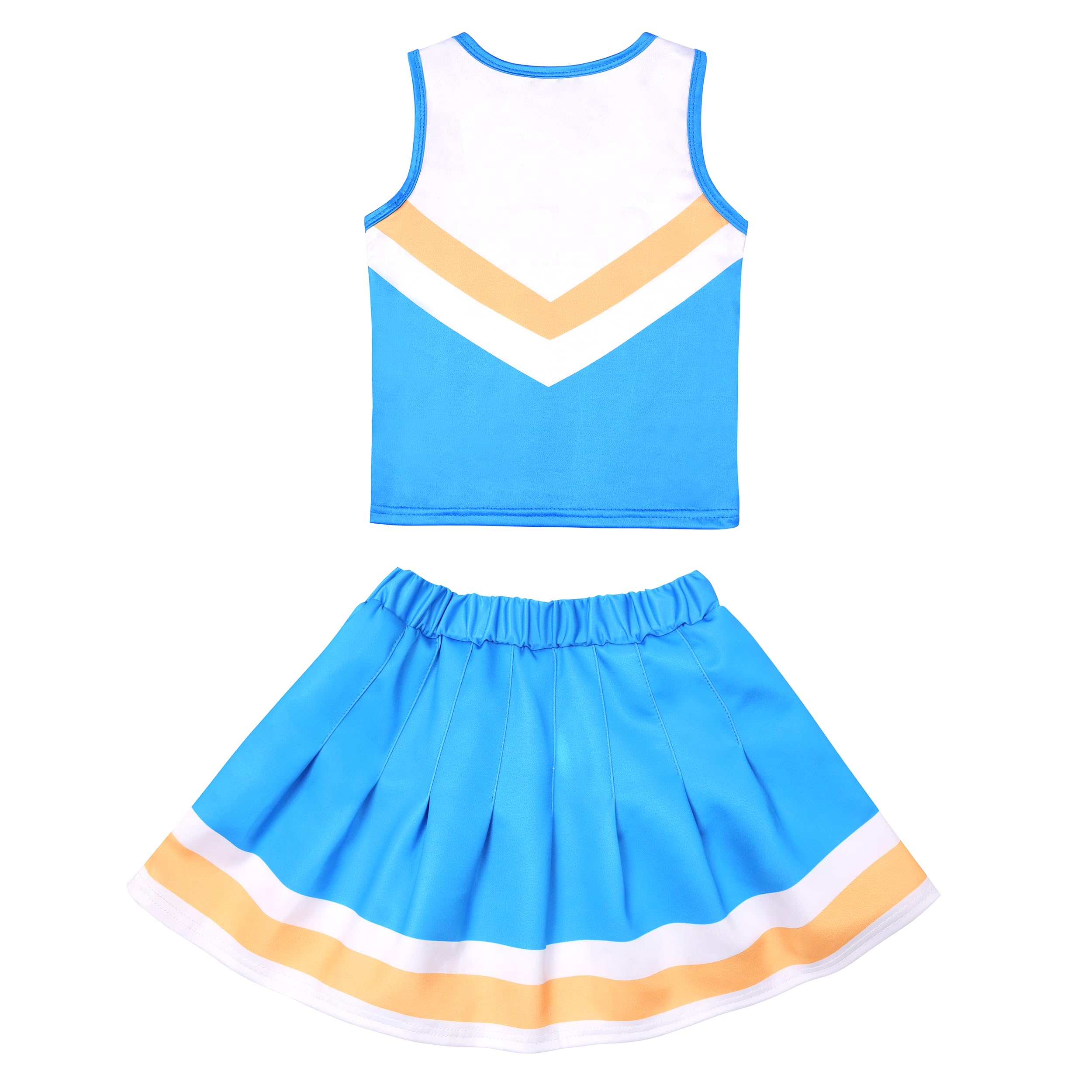 Gigoitly Cheerleader Costume for Girls Blue Cheerleading Outfit for Kids Cheer Up Party Halloween Cosplay Birthday Gifts (Turq Cheerleading Outfit)