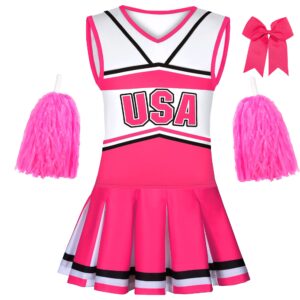 gukuu&co cheerleader costume for girls usa cheerleading outfit with cheerleader pom poms bow hair clip 3-10 years