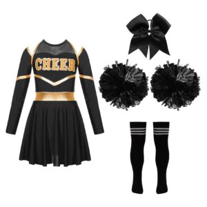 tssoe girls cheerleading uniform long sleeve leotard dress cheer leader outfits performance costume a01 16 years