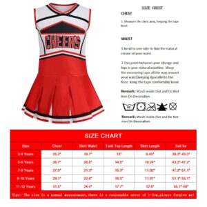 Colorful House Cheerleader Costume for Girls Cheerleader Uniform Outfit Child Cute Cheerleading Outfit for Halloween (3-4 Years, Red)