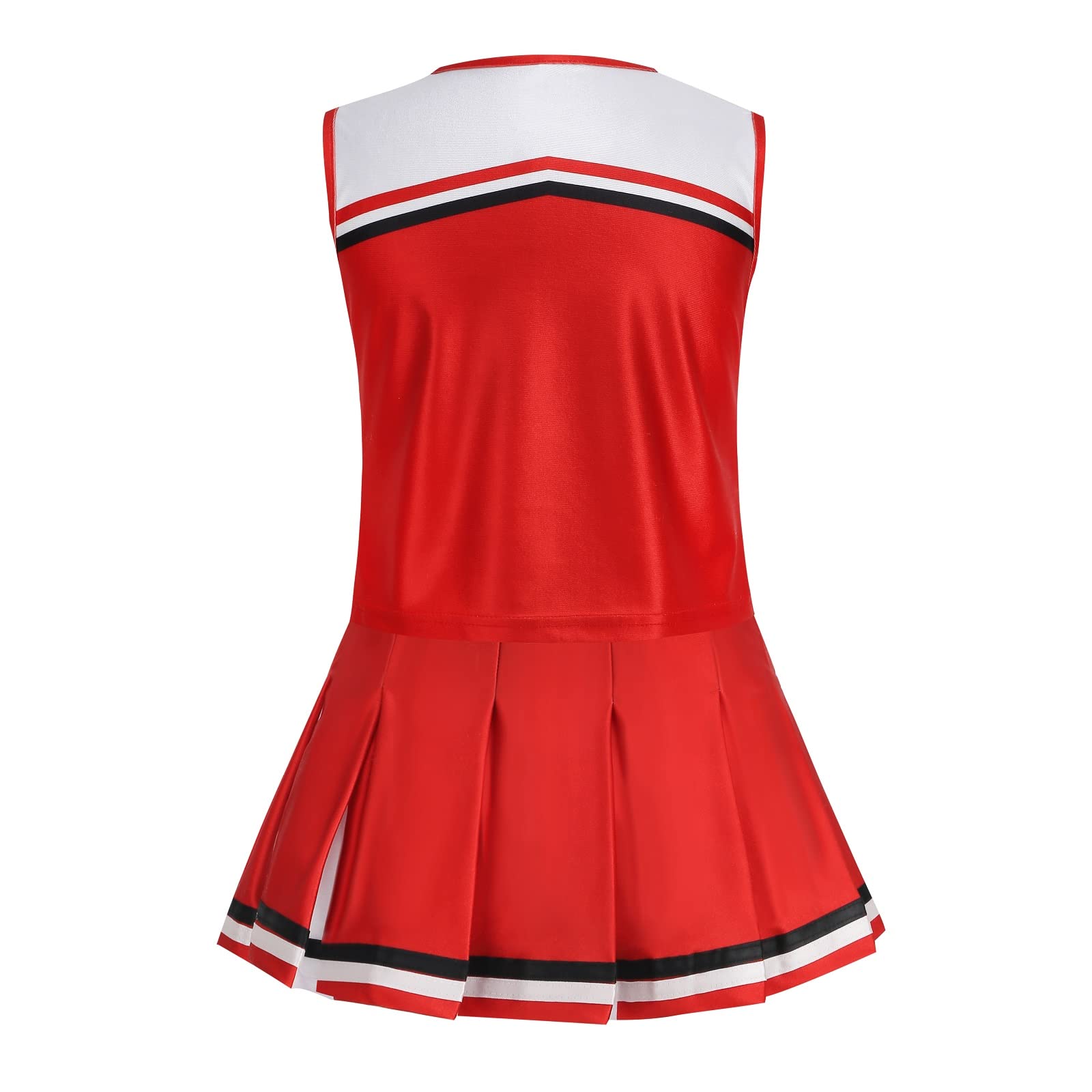 Colorful House Cheerleader Costume for Girls Cheerleader Uniform Outfit Child Cute Cheerleading Outfit for Halloween (3-4 Years, Red)