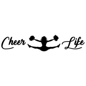 cheer life cheerleading pom poms x jump vinyl decal sticker car window bumper die cut 6-inches premium quality uv resistant cheer leader jump in the air (6-inches, black) jmm00293blk6