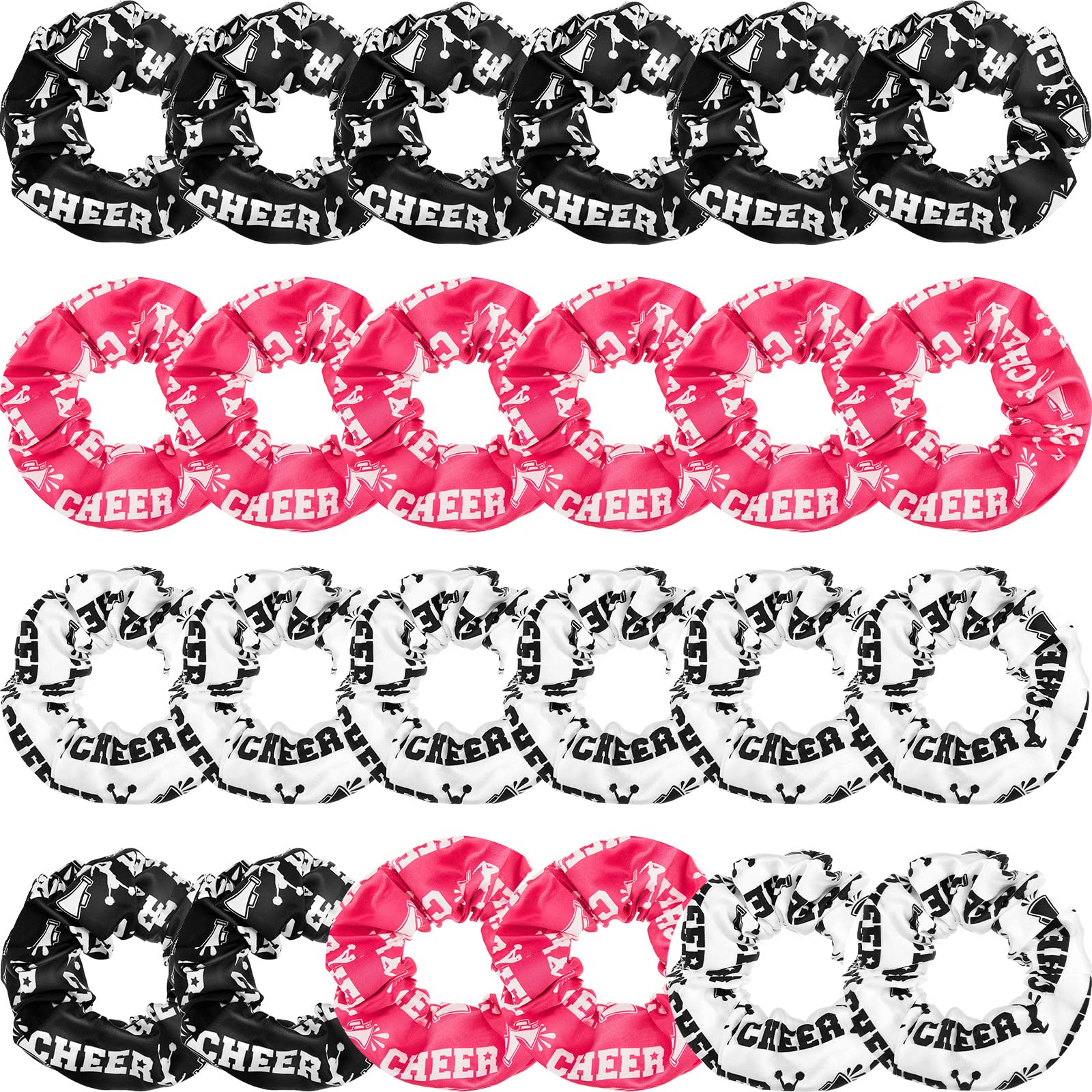 MTLEE 24 Pcs Cheer Scrunchies Bulk Cheer Pack Gifts Cheer Hair Accessories Cheerleading Hair Ties Cheerleading Elastics for Girls Women Cheer Teams Birthday Party