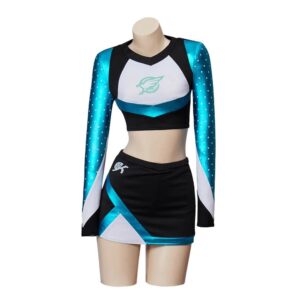 VEECOOCOS Maddy Perez Cheerleader Outfit Women's Crop Top with Mini Skirt Set School Cheerleading Costume-XL