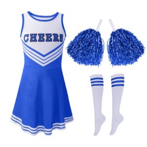 hotfiary cheerleader outfit for girls toddler halloween cheerleading outfit with cheer pompoms&socks dress for party sports