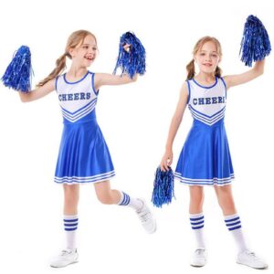 Hotfiary Cheerleader Outfit for Girls Toddler Halloween Cheerleading Outfit with Cheer Pompoms&Socks Dress for Party Sports