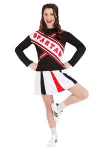 fun costumes women's saturday night live spartan cheerleader costume, snl cheer cosplay outfit, uniform, s black