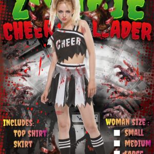 EraSpooky Zombie Cheerleader Costume Women Halloween Bloody Dress