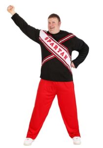 fun costumes men's saturday night live spartan cheerleader plus size costume, snl cosplay outfit, uniform, pl black