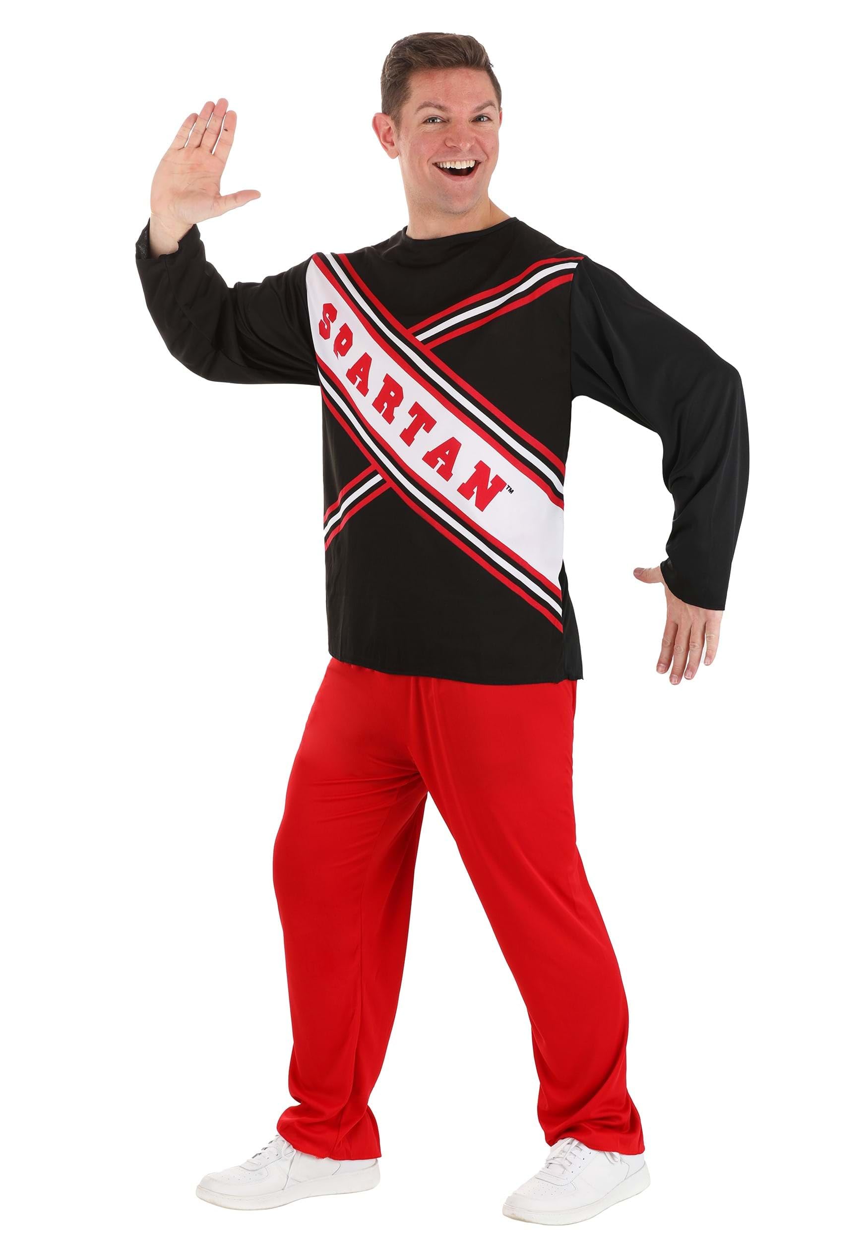 Fun Costumes Men's Saturday Night Live Spartan Cheerleader Costume, SNL Cheer Cosplay Outfit, Male Cheerleader Uniform M Black