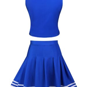 GRAJTCIN Cheerleader Costume for Women Halloween Cosplay Girls Cheerleading Uniform Cheer Outfit Crop Top Dress (XS, Blue)